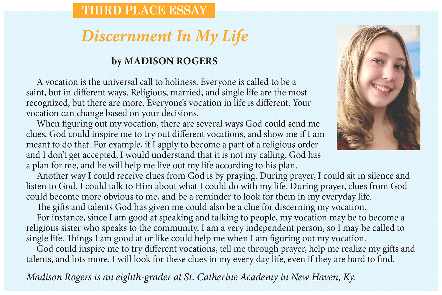 Vocation contest winners announced - The Record Newspaper